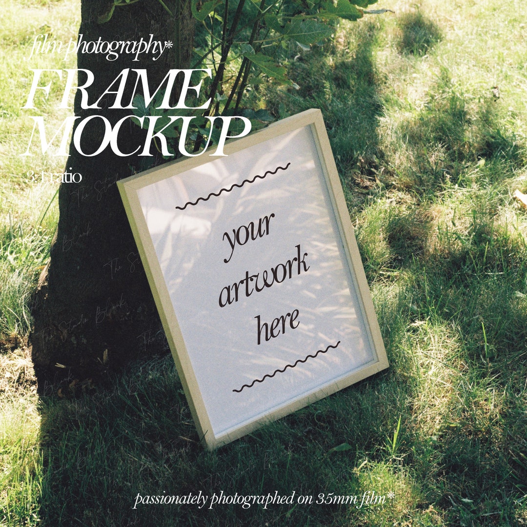 Frame on Grass Mockup, Art Print Mockup, Natural Mock-up, Green Nature ...