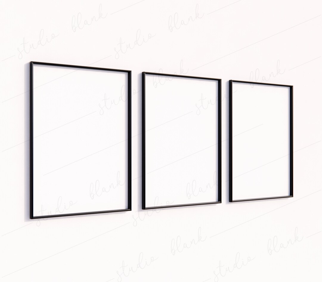 3 Black Frames Mockup, Side View Minimal Simple Mock up S, Art Print ...