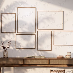 6 Frames Gallery Layout Mockup, Art Print Set Mock-up, Gallery Poster ...