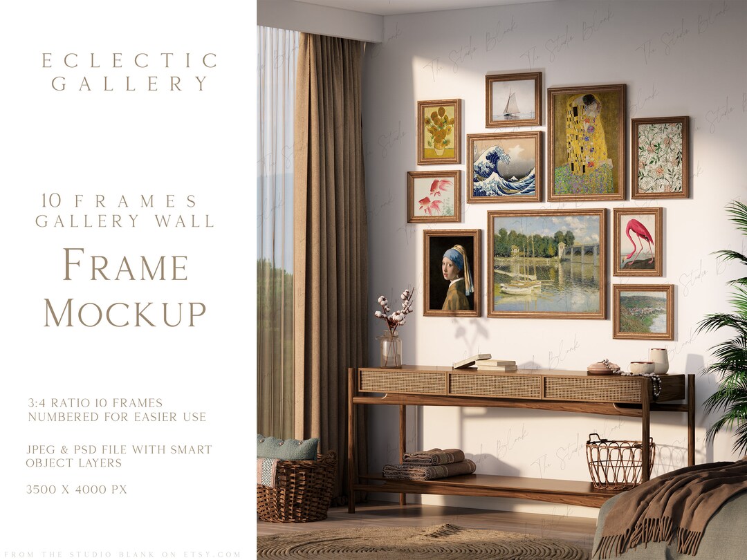 Eclectic Gallery Frame Mockup, Interior Mockup, Vintage Print Wall Mock ...