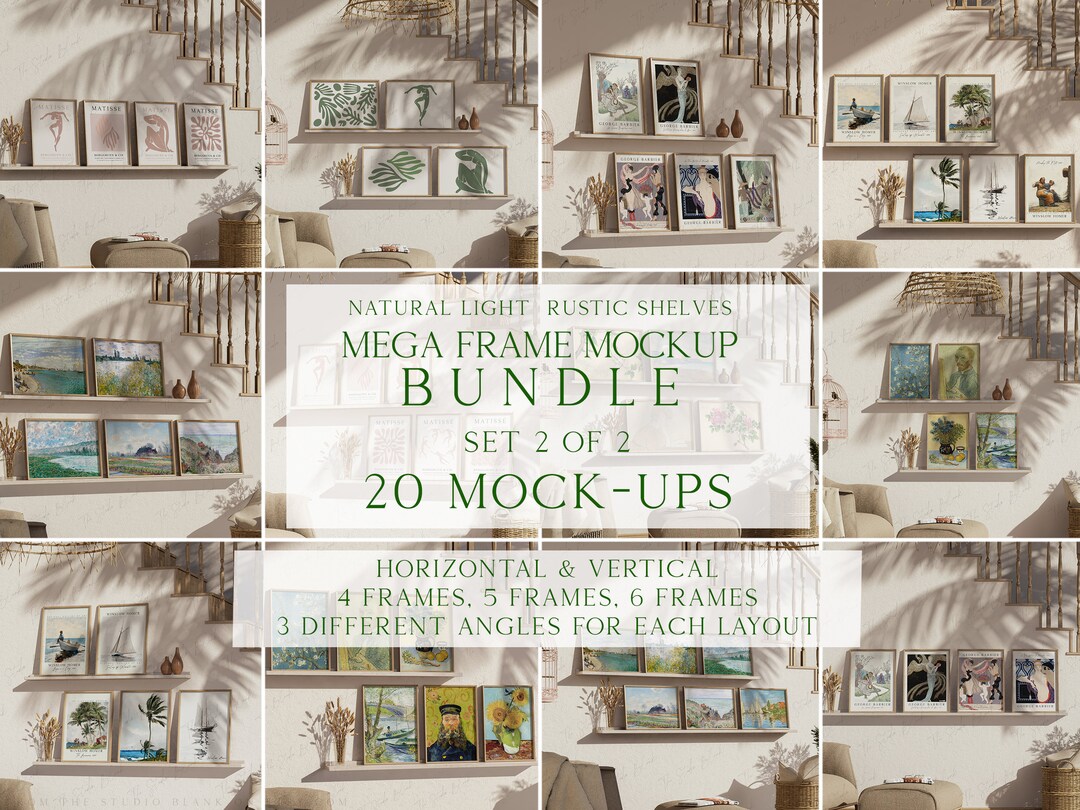 Mega Frame Mockup Bundle 2, Art Print Mockup Set, Gallery Wall Mockup ...