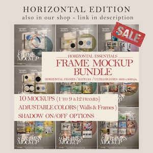 6 Frames Mockup, Gallery Wall Mockup, Wall Frame Color Adjustable Mock ...