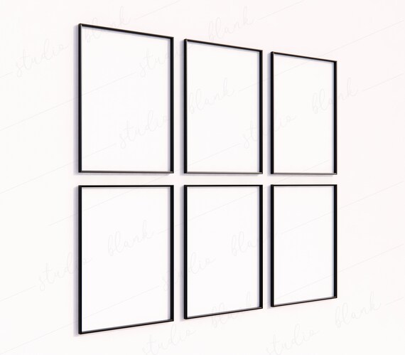 6 Black Frames Mockup Side View Six Frames Mock Up Art Print - Etsy