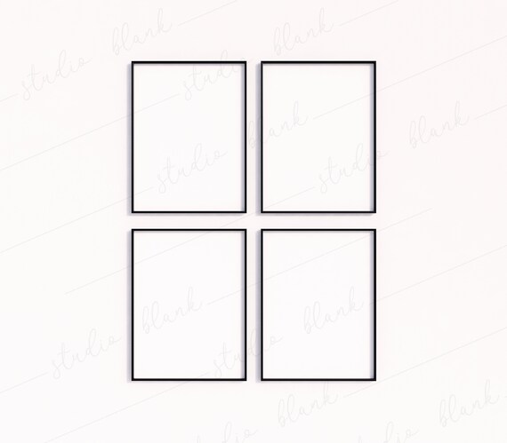 4 Black Frames Mockup Thin Black Frames Simple Mock Up Art - Etsy