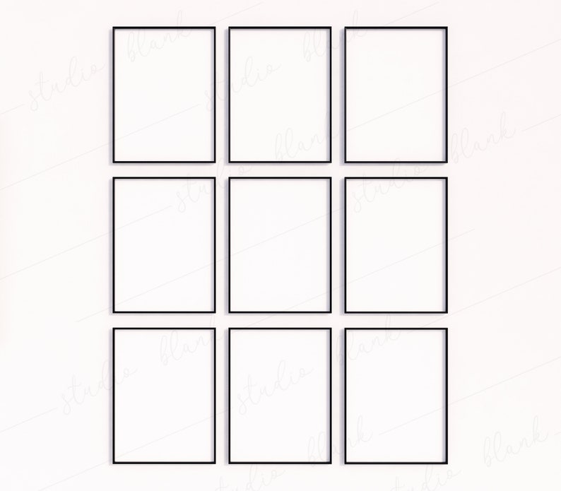 9 Black Frames Mockup Simple 9 Frames Mock Up 3:4 Art Print - Etsy