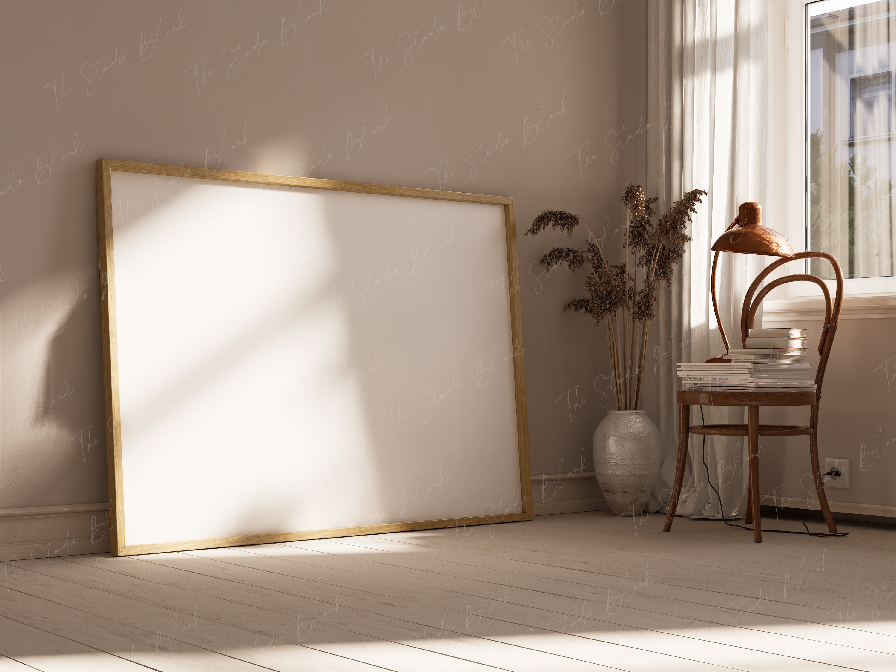 Horizontal Wood Frame Mockup, Landscape Frame Mockup, Art Print Display ...