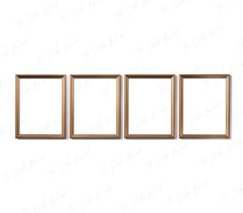 4 Frames Vintage Print Mock-up, Print Art Vintage Mock Up, Golden Frame ...