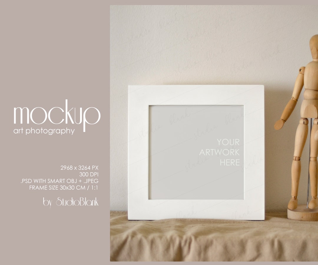 Frame Mockup, Square White Frame Minimalist Single Mockup, Photo Mockup ...