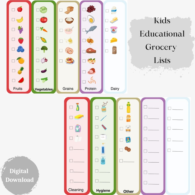 Printable Educational Meal Planner and Grocery List Activity Set for ...