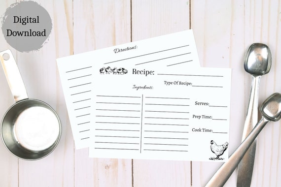 Printable Country Recipe Cards 6x4 With Pigs Ducks - Etsy