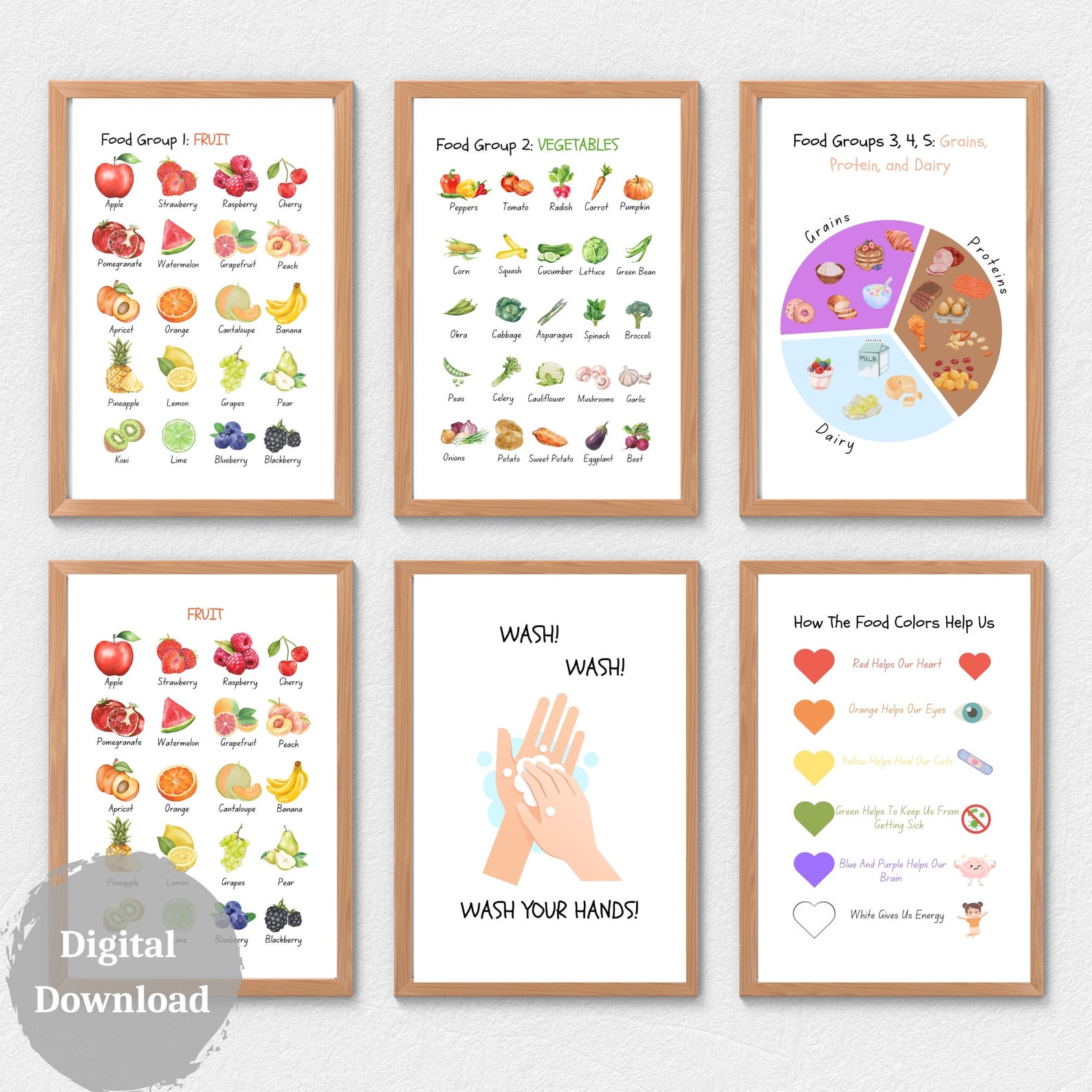 Educational Posters | Classroom Decor | 8 PRINTABLE Food Group Posters ...