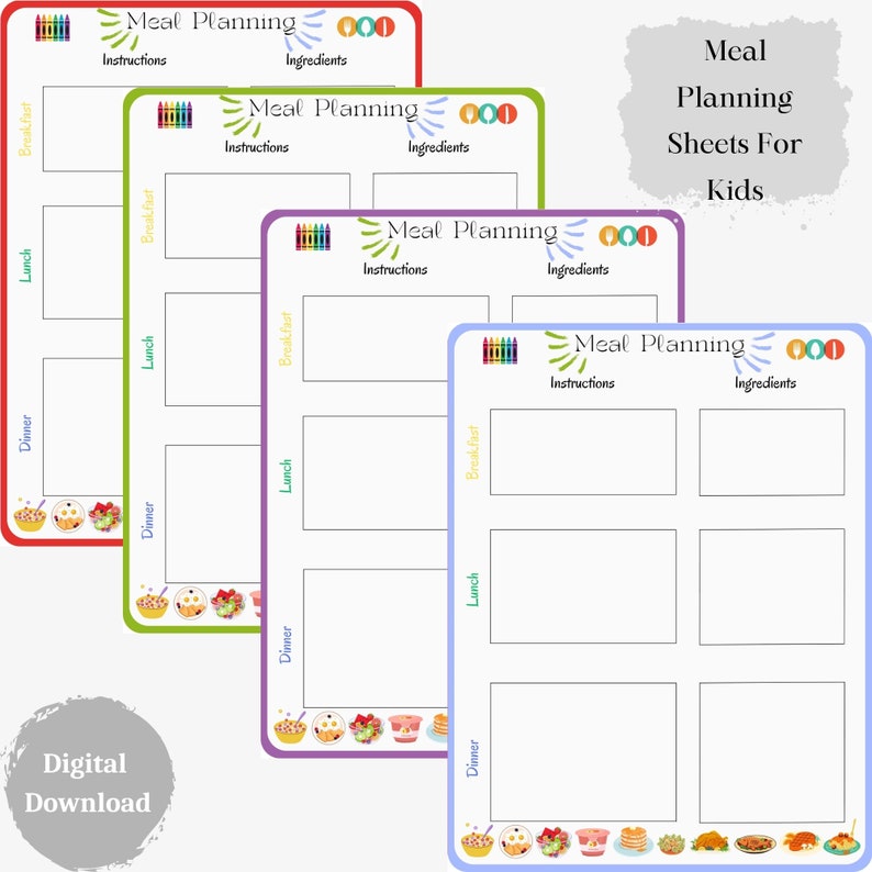Printable Educational Meal Planner and Grocery List Activity Set for ...