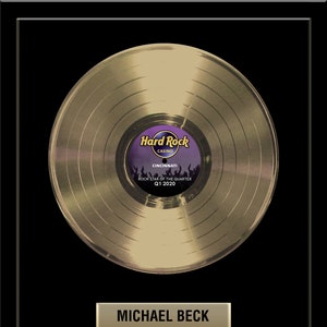 REAL VINYL RECORD Gold Record Award, 18" X 22" Wood Framed Record Award ...