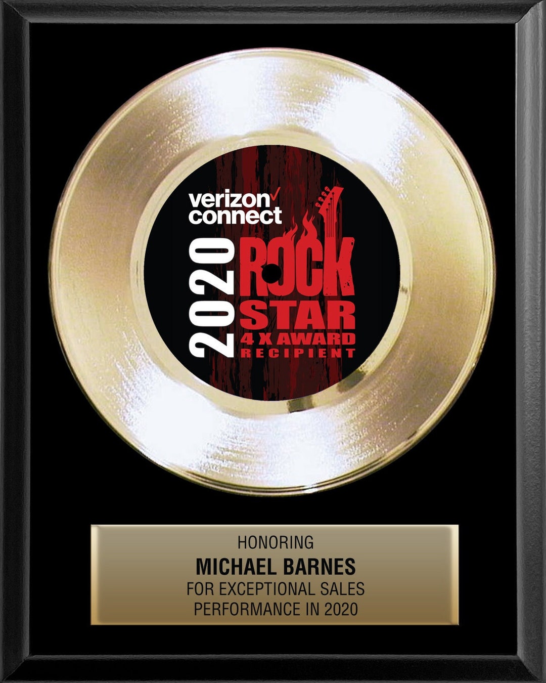 REAL RECORD Solid Wood Plaque Award With 7 Inch Gold Record 45 Single ...