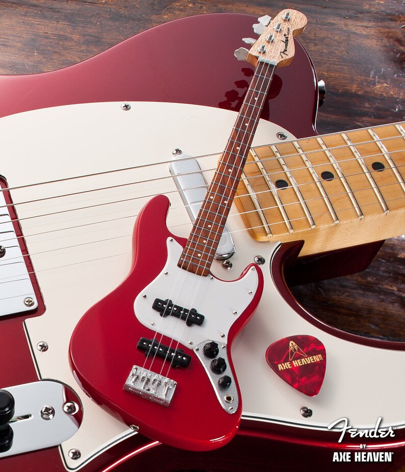 Classic Red Fender Jazz Bass Collectible - Mini Bass Guitar Model by ...