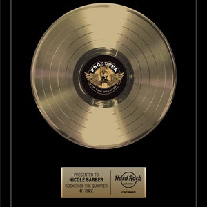 REAL VINYL RECORD Gold Record Award, 18" X 22" Wood Framed Record Award ...