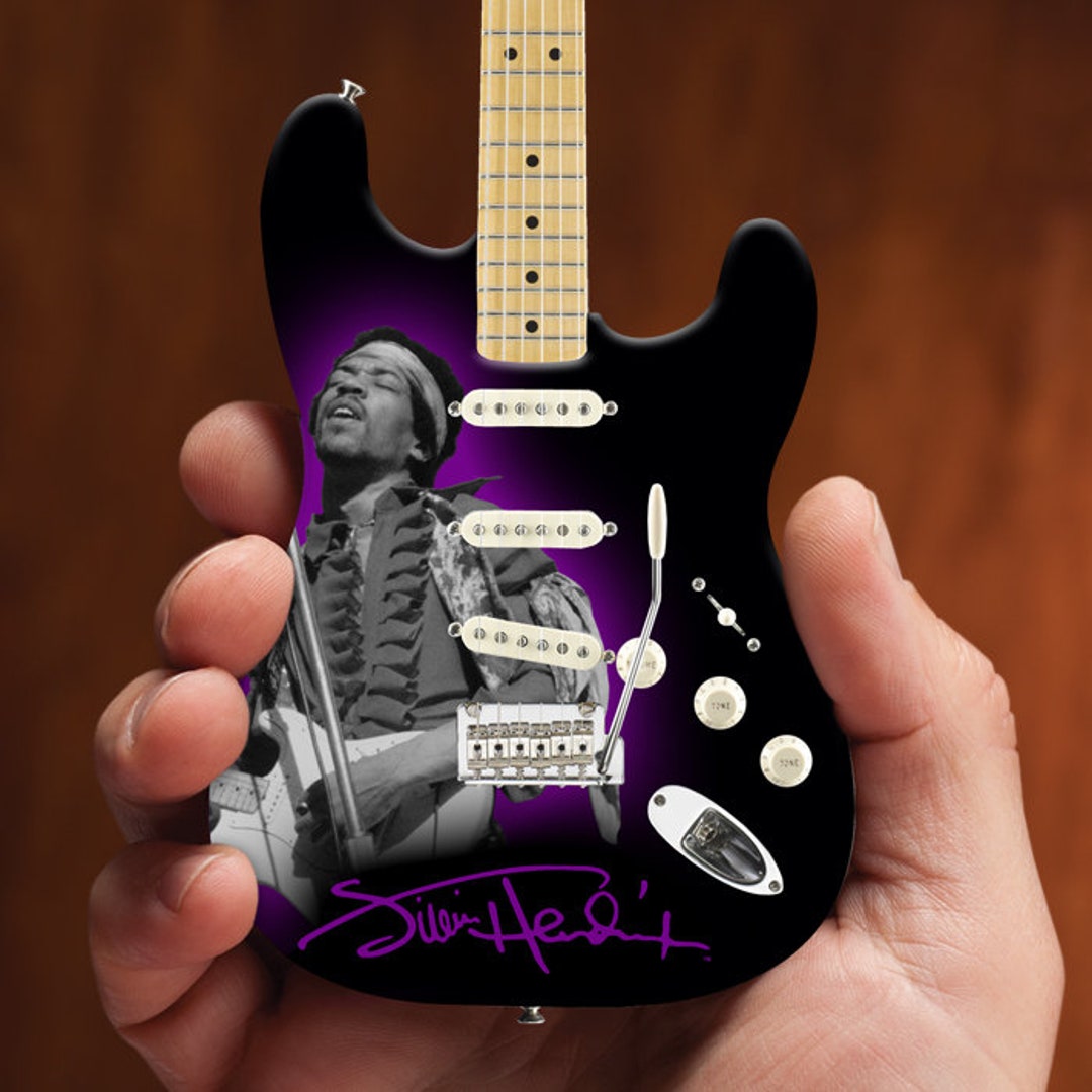 Jimi Hendrix Tribute Photo Fender Strat Mini Guitar Model Replica ...