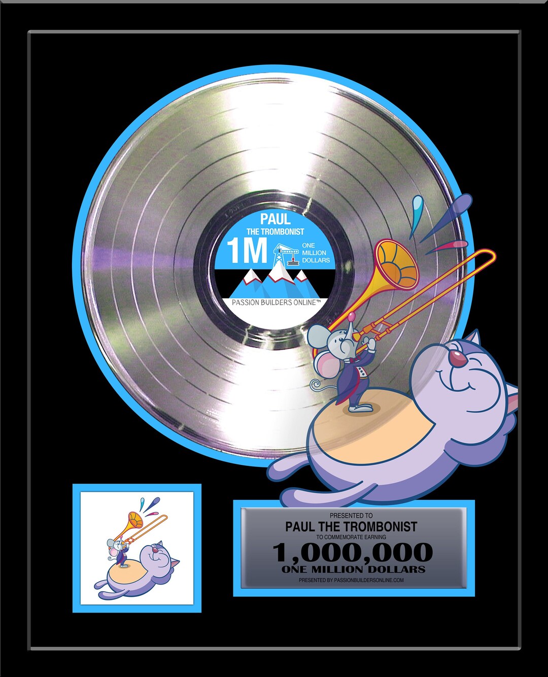 REAL VINYL RECORD Deluxe Personalized Platinum Record Award, 18" X 22 ...