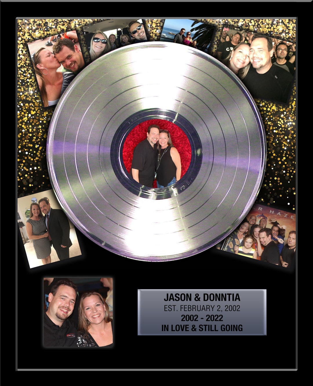 REAL VINYL RECORD Wedding Gift - 18" X 22" Framed Gold or Platinum ...