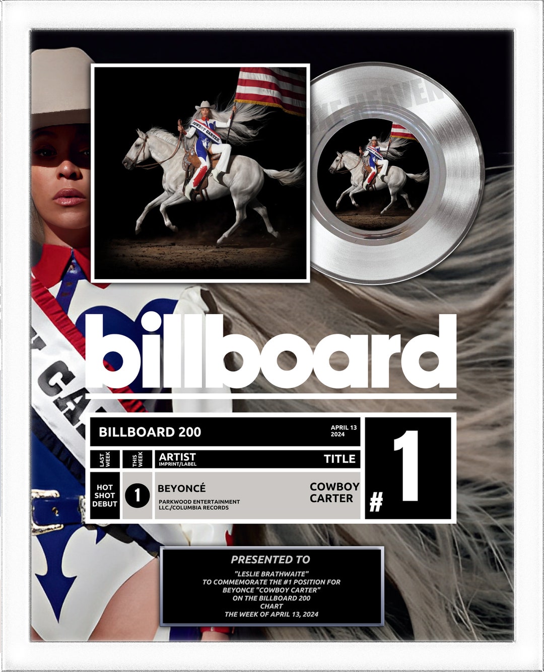 REAL VINYL RECORD Top of the Charts Record Award Billboard Award - 18 ...