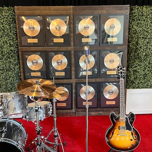 REAL VINYL RECORD Gold Record Award, 18" X 22" Wood Framed Record Award ...