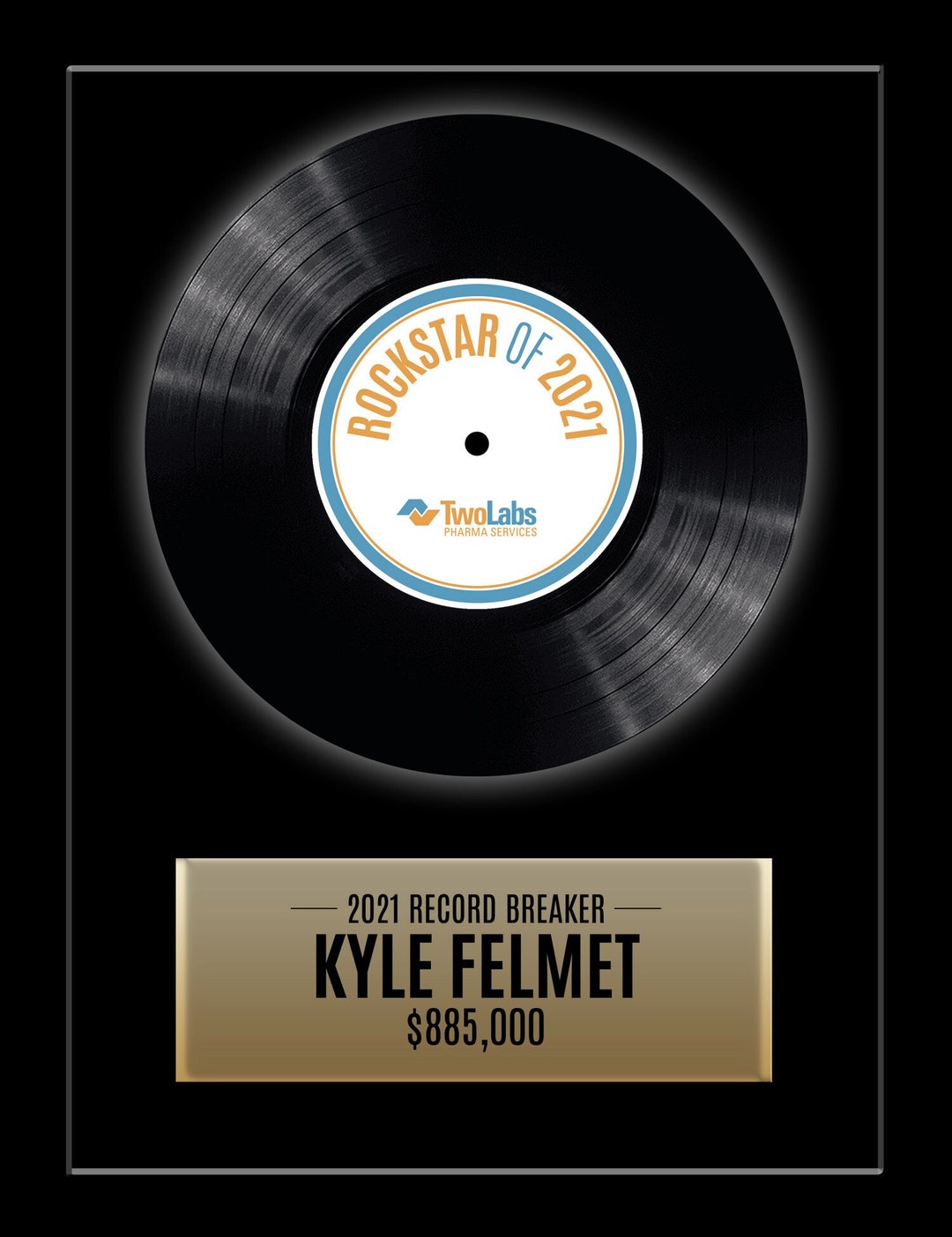 REAL VINYL RECORD, Custom Record Award - Wood Framed Recognition Award ...
