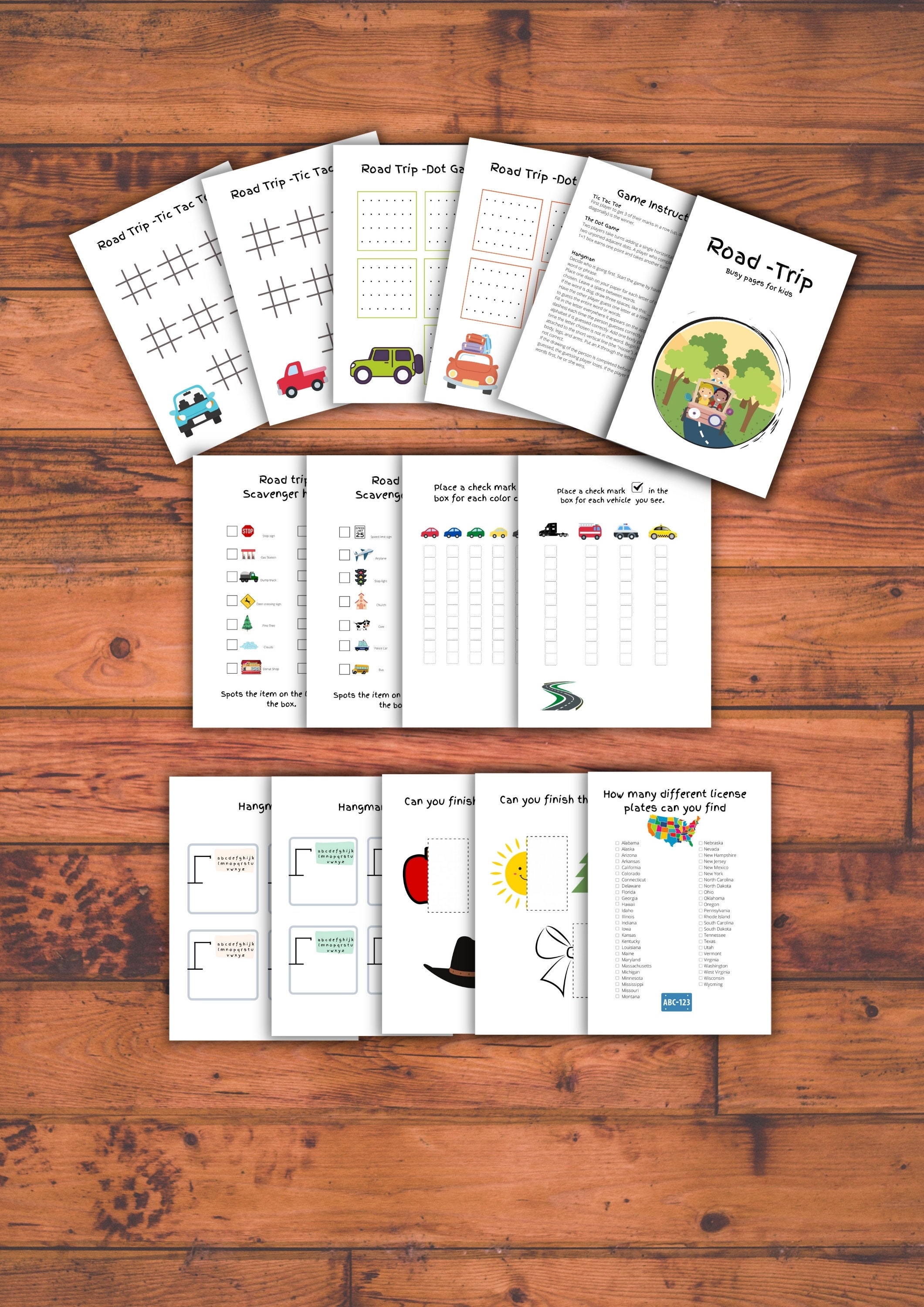 Printable Road Trip Activity Pages & Games. - Etsy