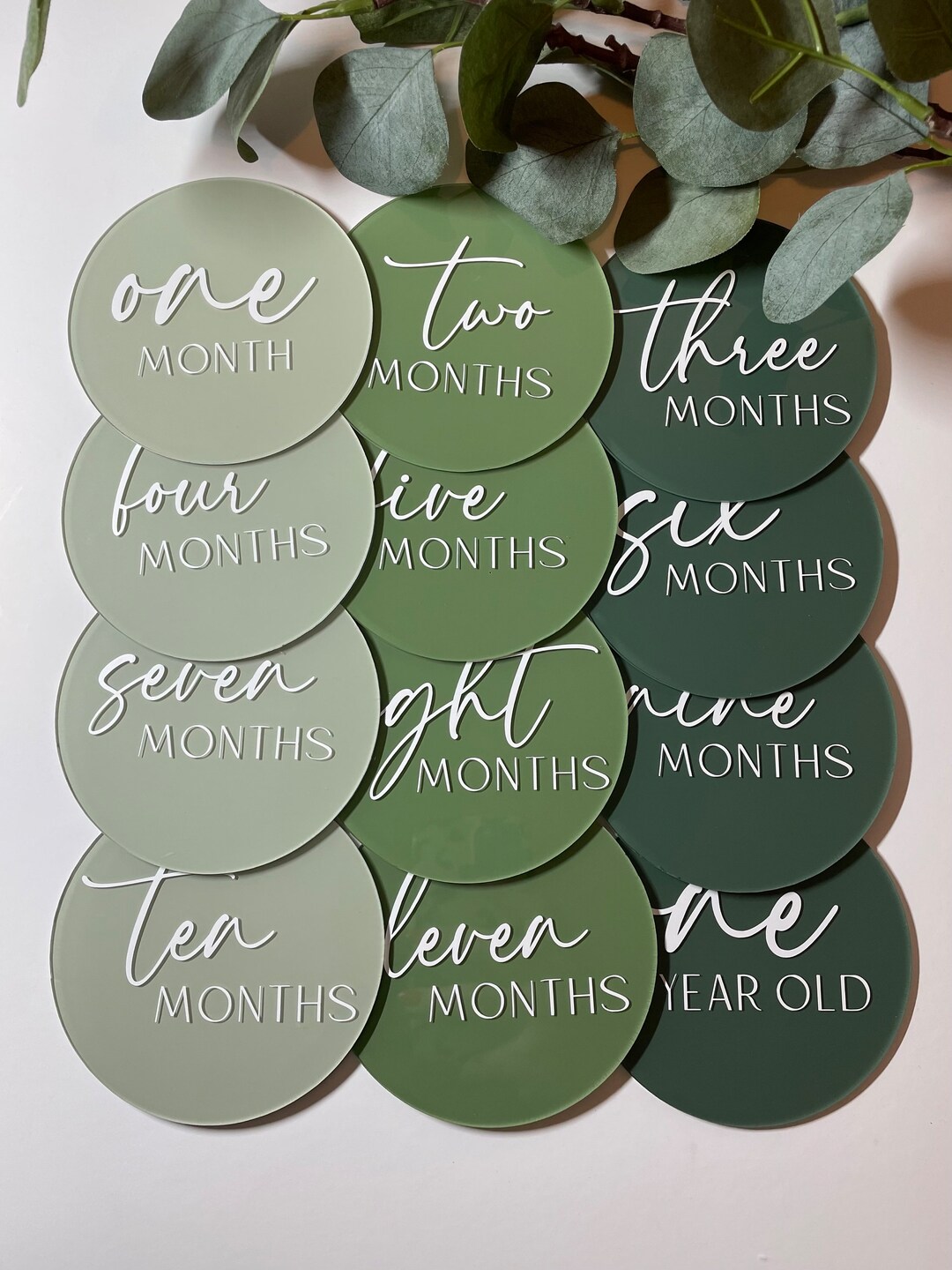 Baby Milestones Green Toned Acrylic Baby Milestone Set Baby's First ...