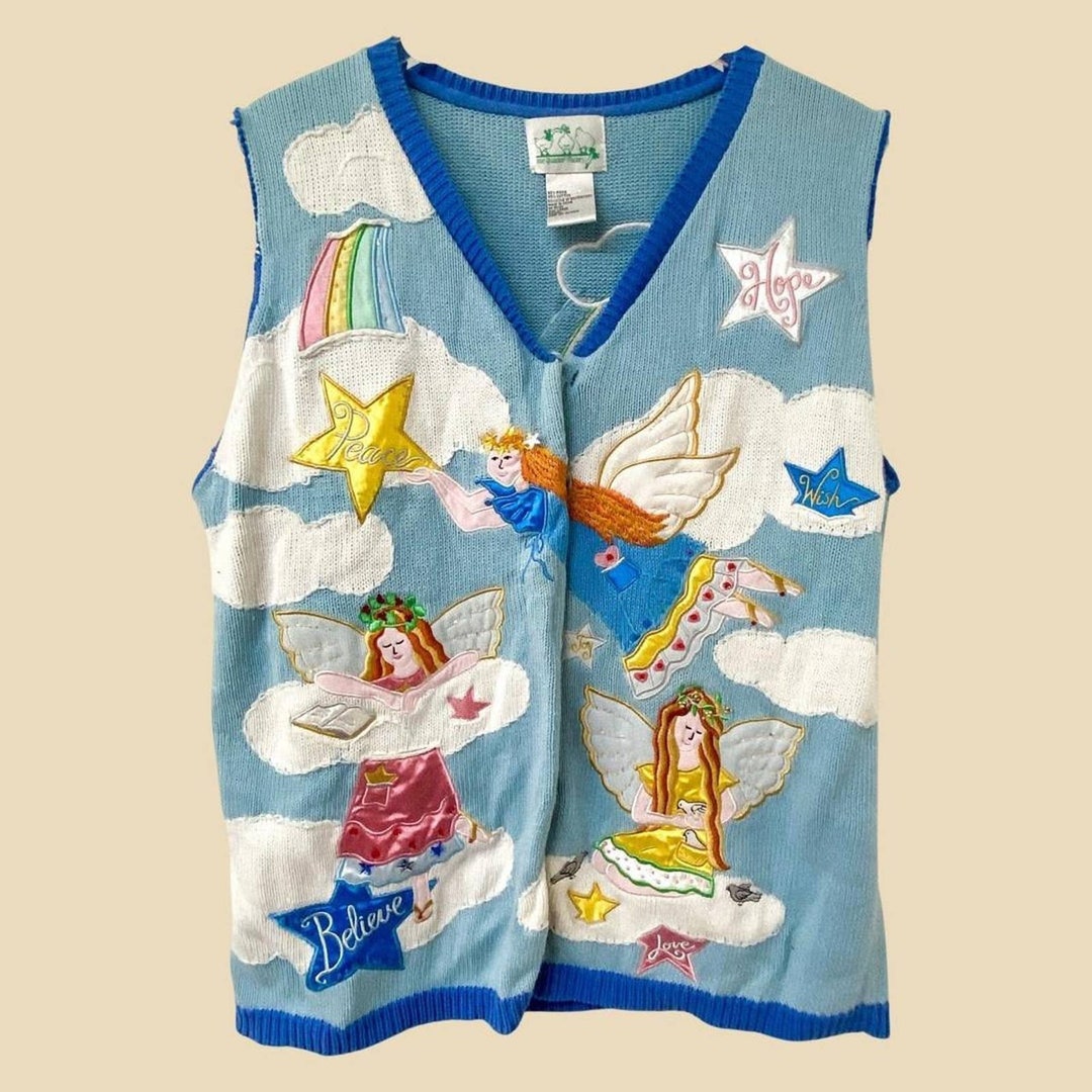 Vintage 1980s Angel Themed Sweater - Etsy