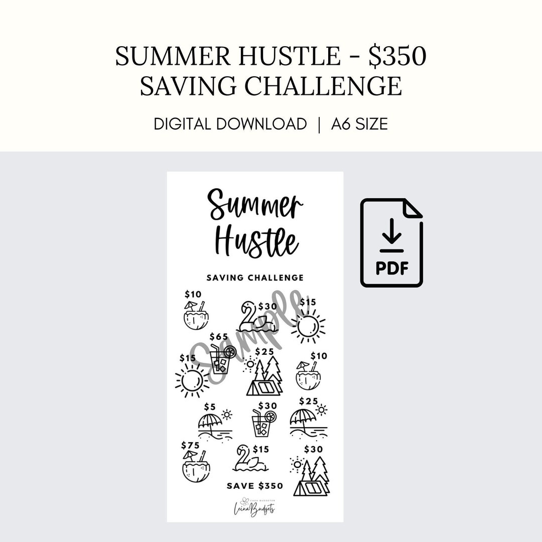 Summer Hustle Challenge | A6 Printable | Savings Challenge | Budgeting | Printable PDF | Savings ...