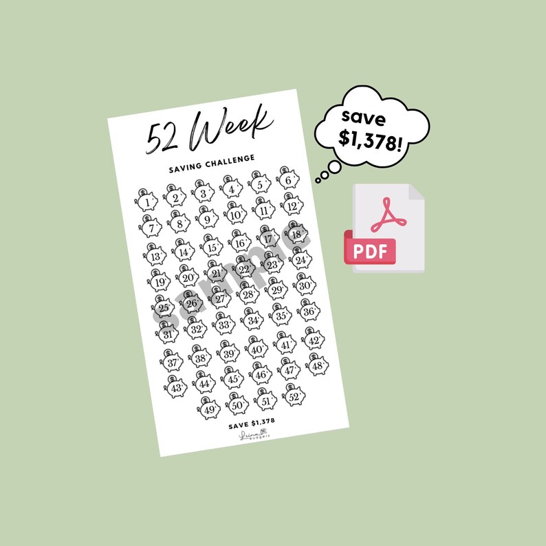 52 Week Savings Challenge Tracker A6 Printable Savings - Etsy
