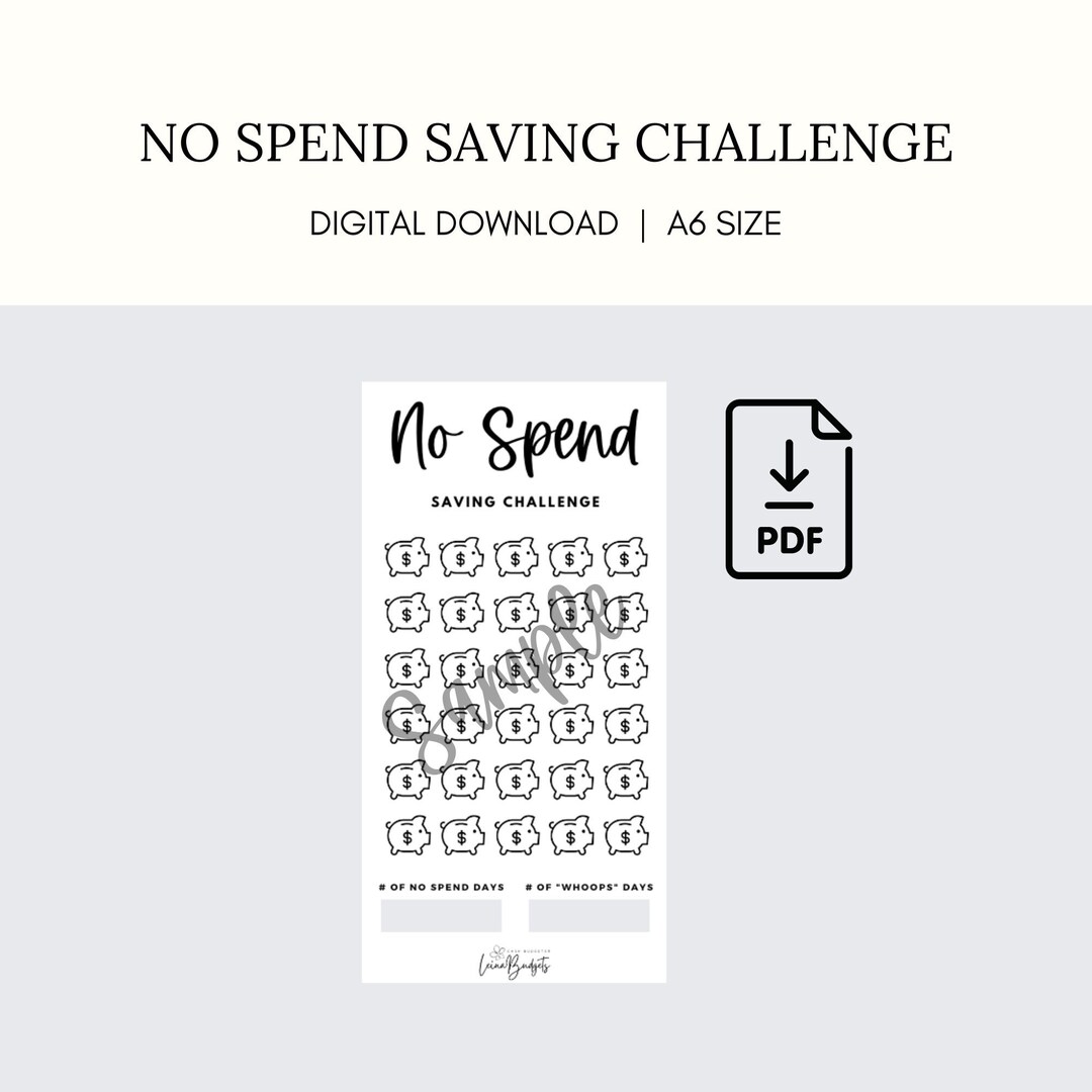 No Spend Saving Challenge Tracker A6 Printable Savings Challenge ...