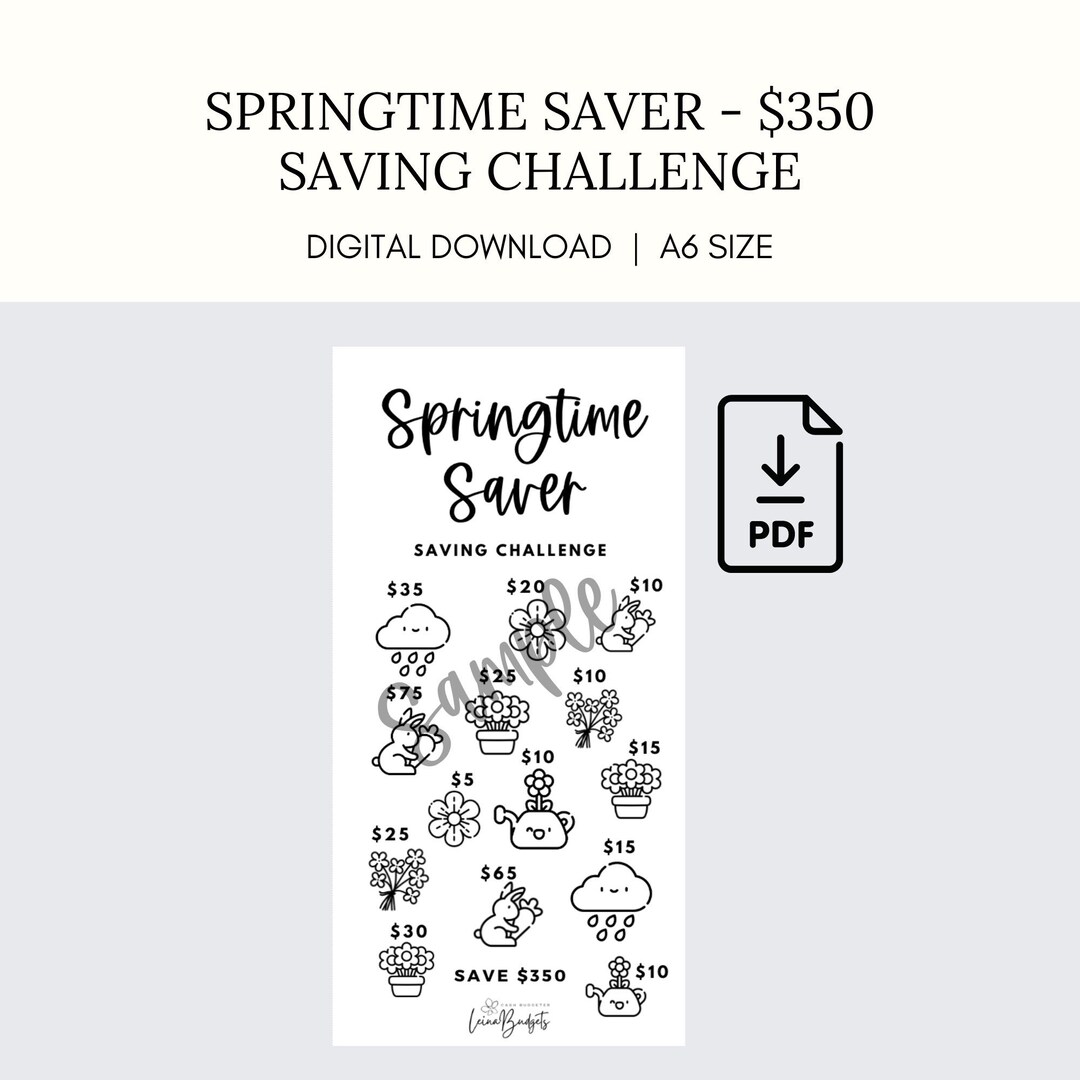 Springtime Saver Challenge A6 Printable Savings Challenge Budgeting ...