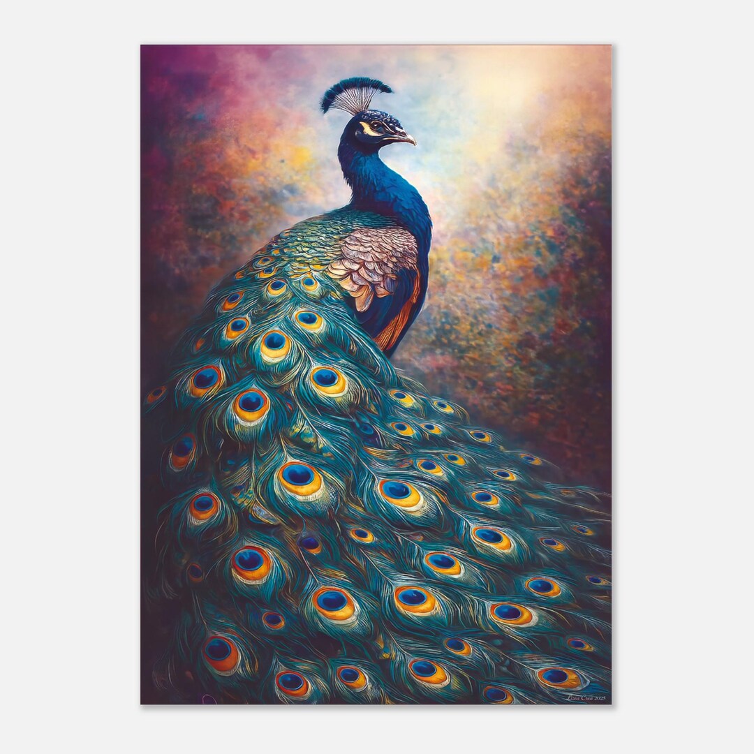 Splendid Blue Peacock - Poster - Premium Semi-gloss Paper, 3 Sizes ...