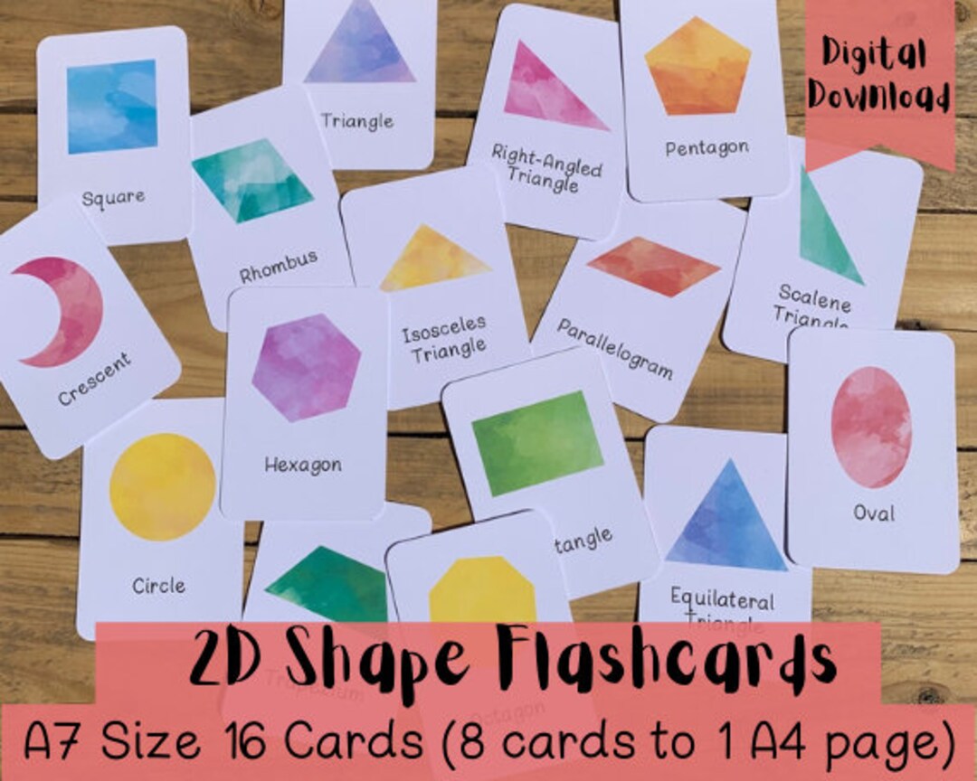 Printable 2D Shape Flashcards Flashcards for Kids Digital - Etsy UK