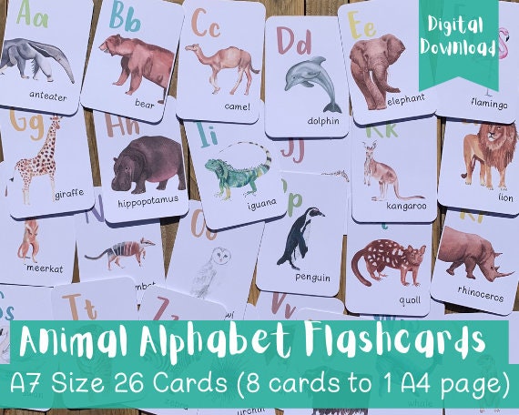 Printable A Z Animal Alphabet Flashcards Flashcards for - Etsy Hong Kong