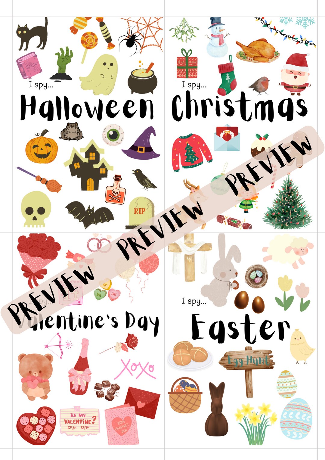 Printable I Spy...holidays Flashcards Flashcards for Kids - Etsy Ireland