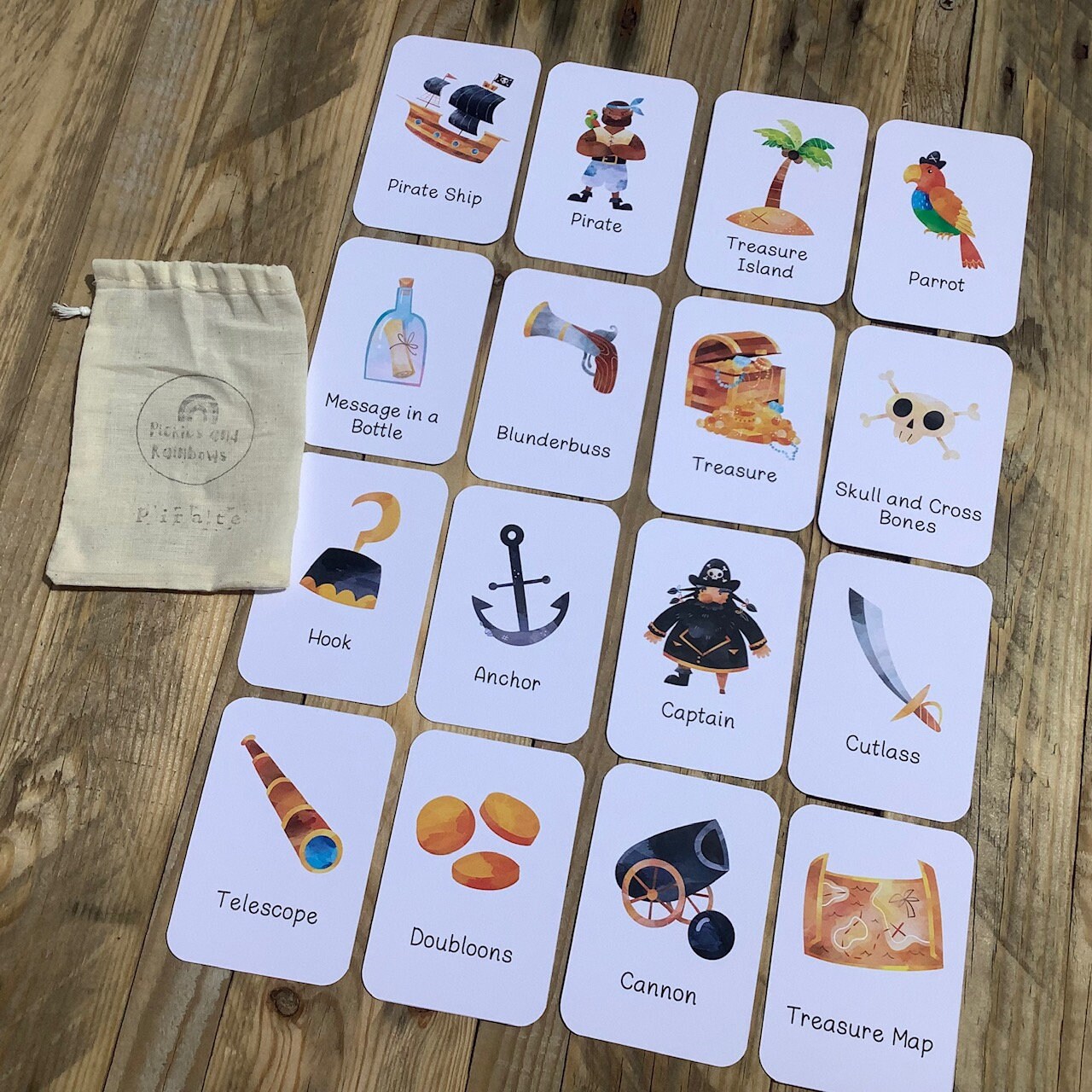 Pirate Themed Flashcards Flashcards for Kids Home - Etsy UK