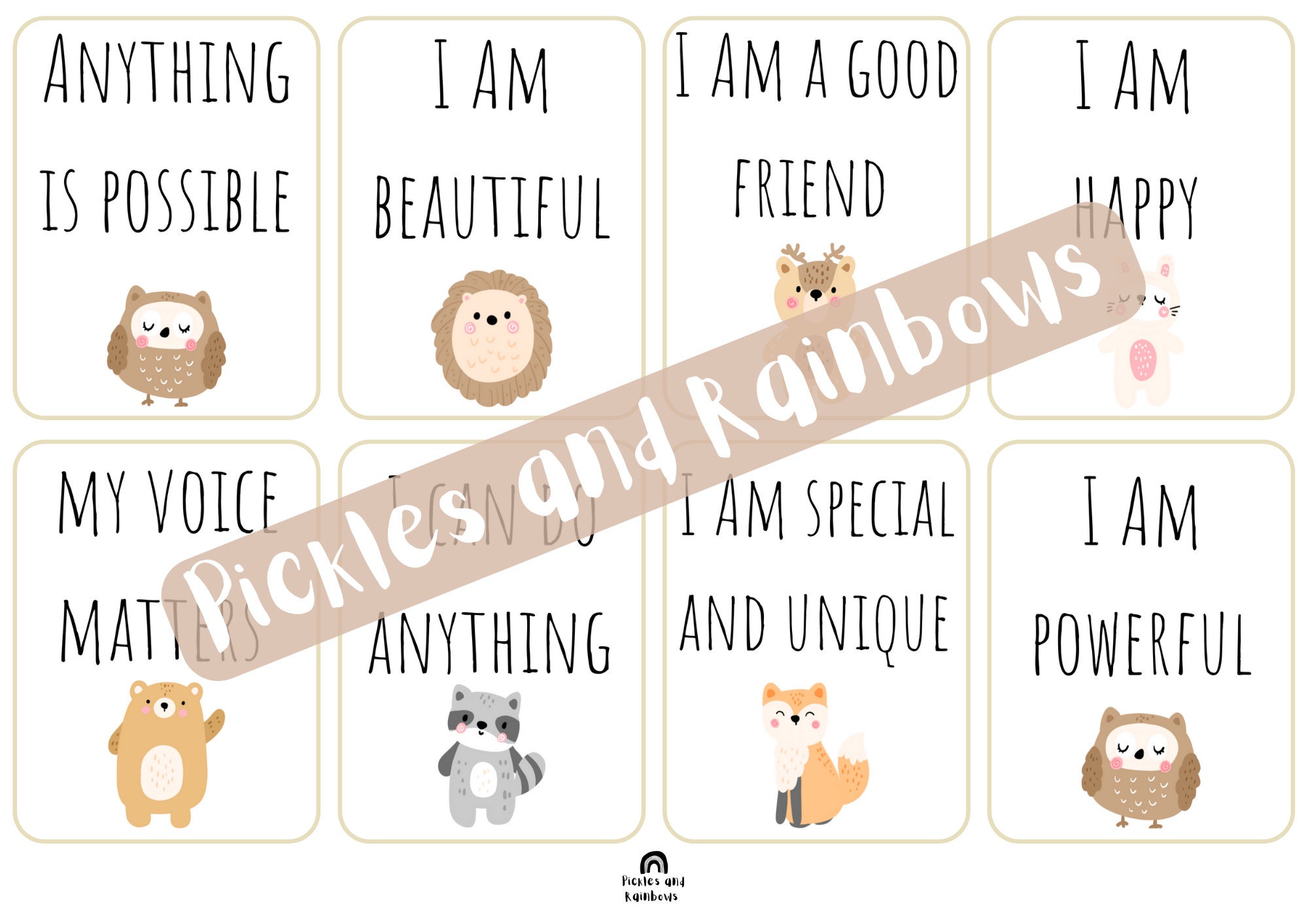 Printable Animal Affirmation Flashcards Playroom Printable - Etsy