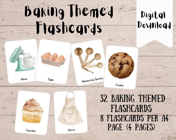 Printable Baking Themed Flashcards Playroom Printable | Etsy