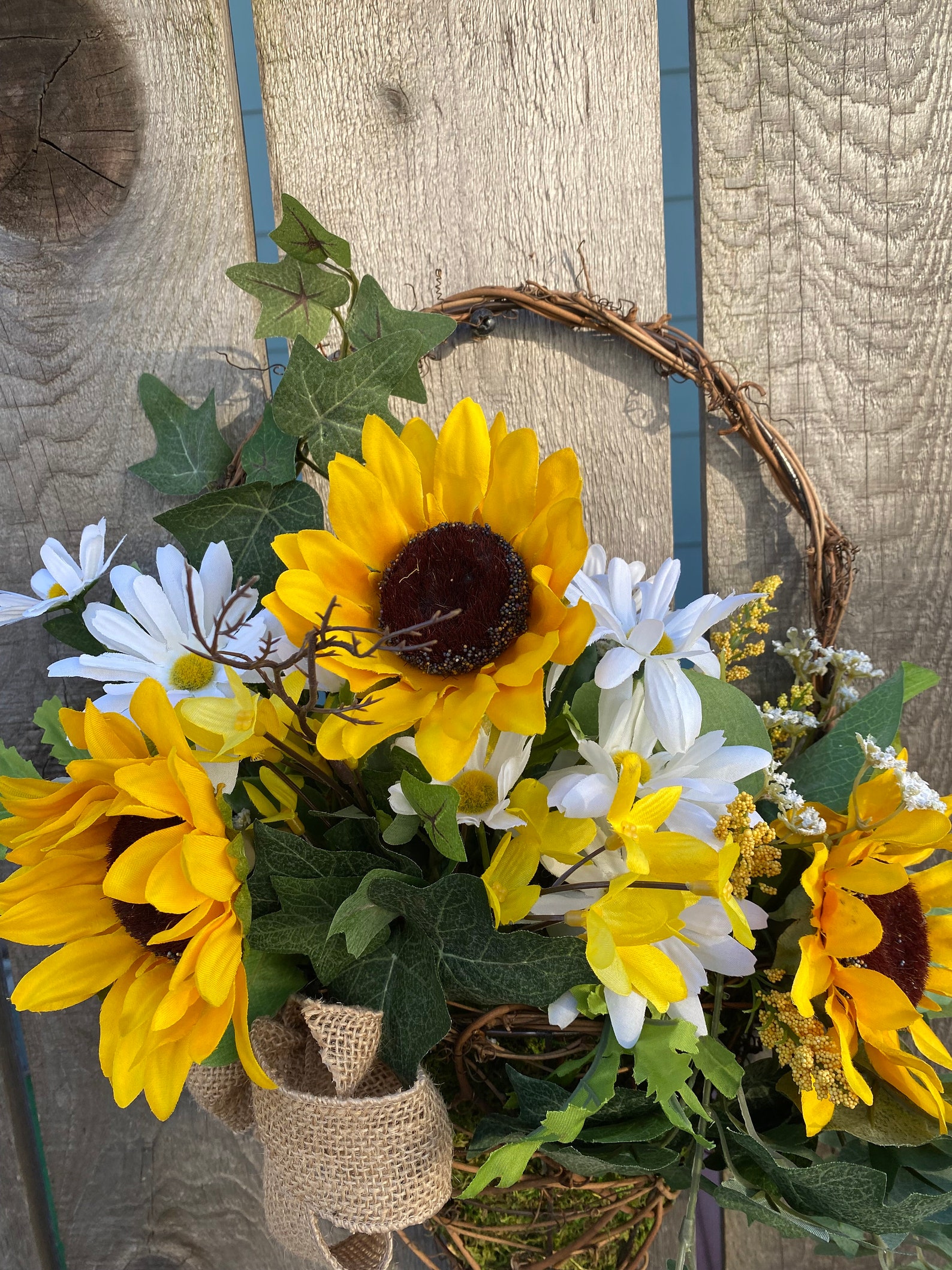 Sunflower Basket, Moss Basket, Spring Basket, May Day Basket, Wedding ...