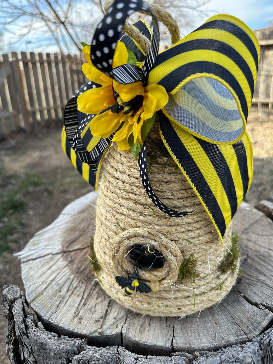 Home Decor, Porch Decor, Deck, Patio, Bee Skep, Bee Hive, Unique Decor ...