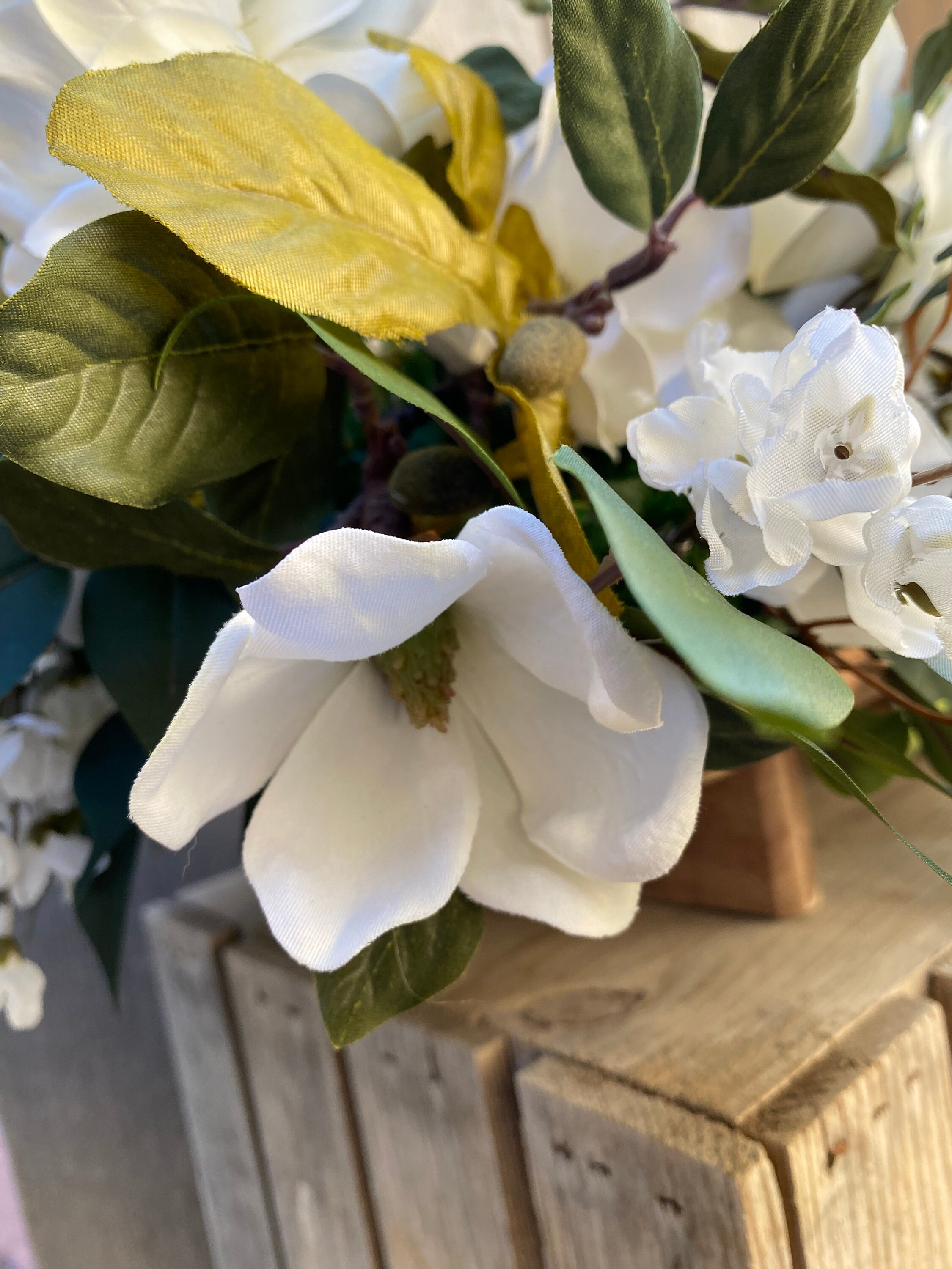 Table-top Arrangement, White Magnolia Arrangement, Bird Nest ...