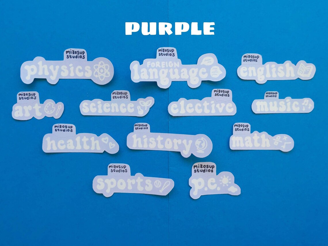 School Subjects pastel Sticker Pack 12pcs 4 Colors / - Etsy