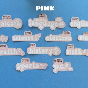 School Subjects pastel Sticker Pack 12pcs, 4 Colors / Danish Pastel ...