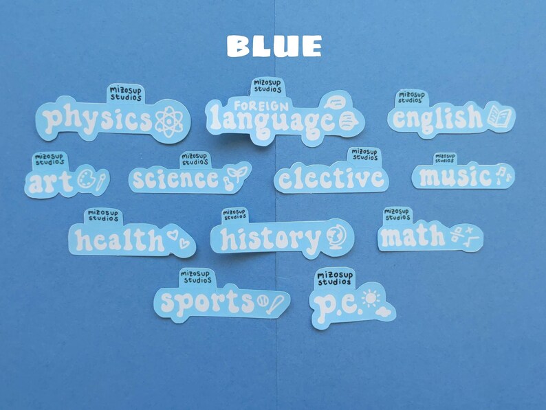 School Subjects pastel Sticker Pack 12pcs 4 Colors / - Etsy