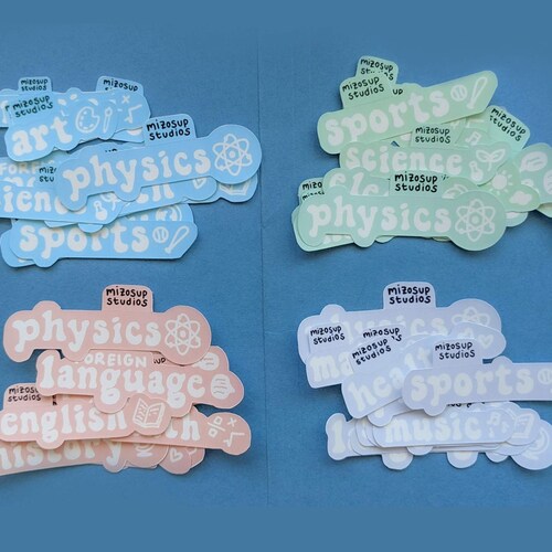 School Subjects pastel Sticker Pack 12pcs 4 Colors / - Etsy