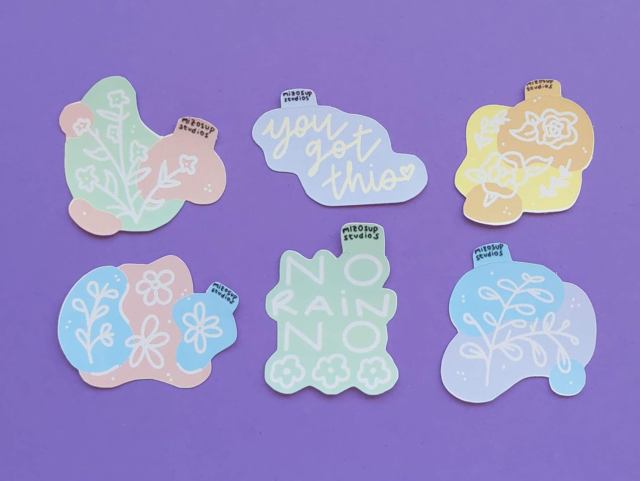 Flowers Quotes pastel Sticker Pack 6pcs / Danish Pastel - Etsy