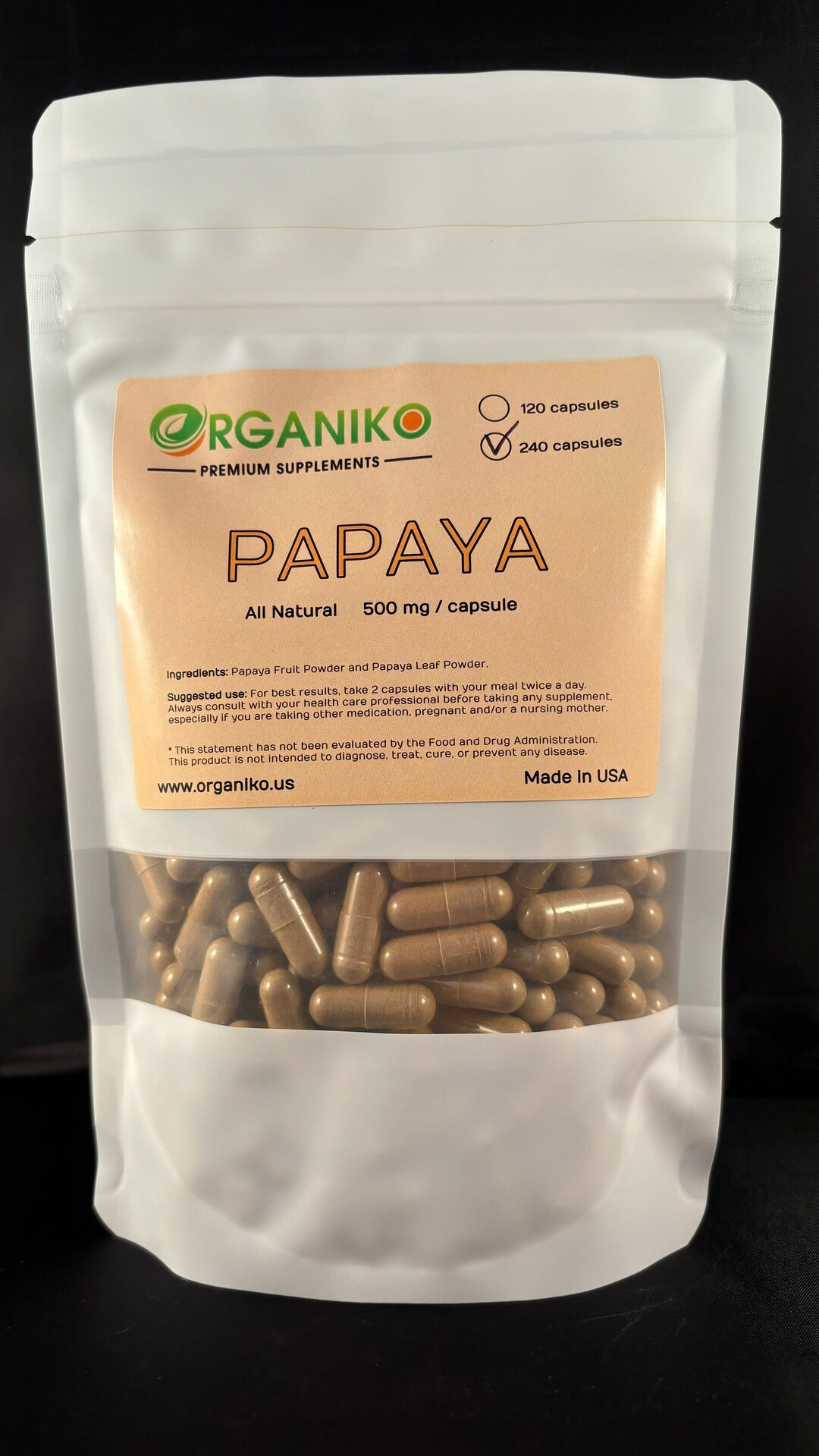 Papaya 500mg Capsules - Etsy