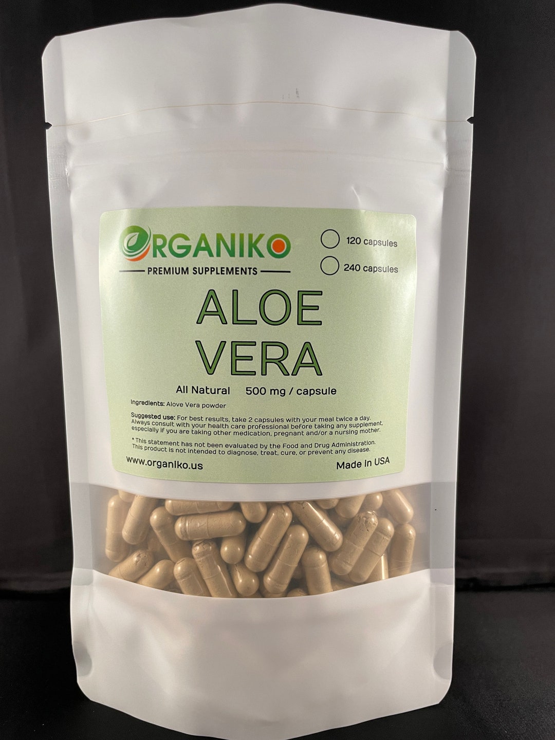Aloe Vera 500mg Capsules Etsy